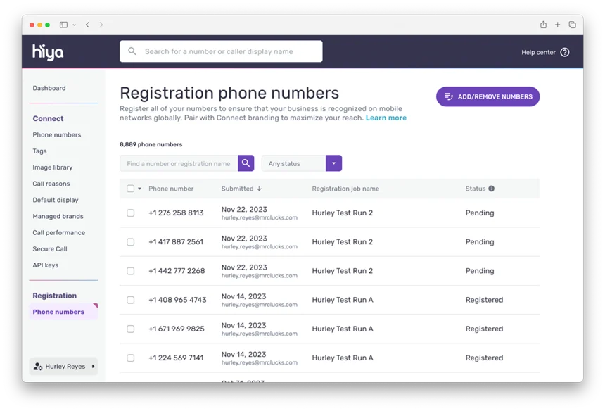 Use Hiya’s business number registration to reduce spam labeling risk